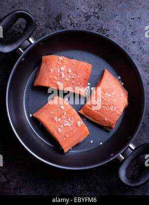 Fresh fillet salmon fish on wooden board Stock Photo - Alamy