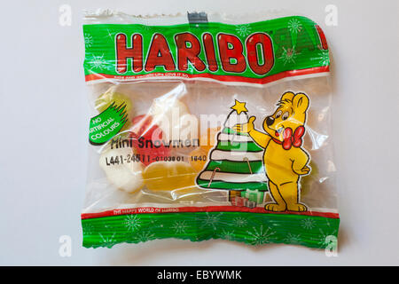packet of Haribo mini snowmen isolated on white background Stock Photo ...