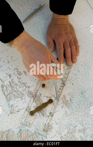 Navigator measuring a distance in a chart Stock Photo - Alamy
