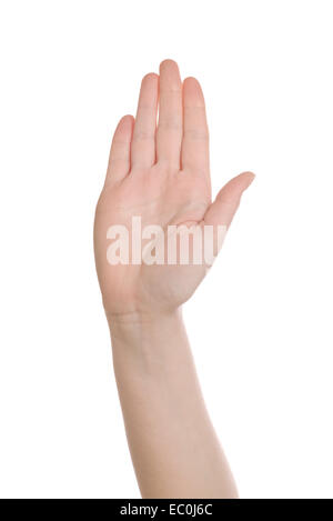 Female hand stop isolated on white background Stock Photo - Alamy