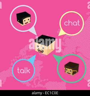 block isometric cartoon character vector art graphic Stock Vector Image ...