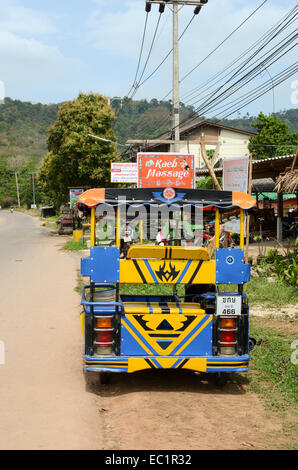 Colourful public transport advertisement on back of Stagecoach Megabus ...