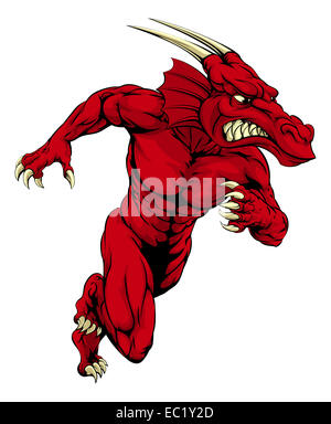 A mean looking red dragon mascot character, could be a Welsh dragon or ...