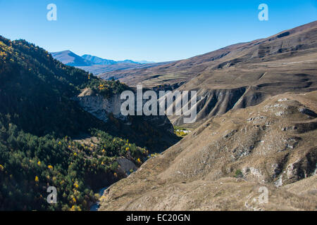 Russia, Caucasus, Chechnya, Overlook over the Chechen mountains Stock ...