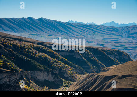 Russia, Caucasus, Chechnya, Overlook over the Chechen mountains Stock ...