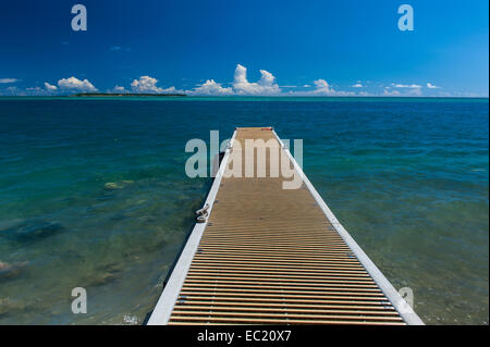 Pier with Cocos island in the back, Cocos Lagoon, Merizo, Guam, US ...