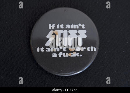 lapel badge promoting the record label of 1980s british band the ...