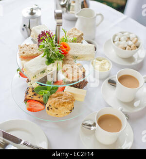 Devon cream tea and cakes and sandwiches Stock Photo - Alamy