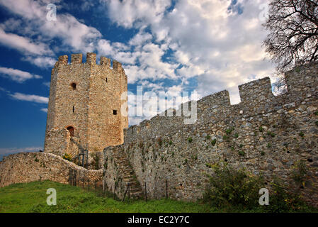 The octagonal tower inside the byzantine castle of Platamonas ...