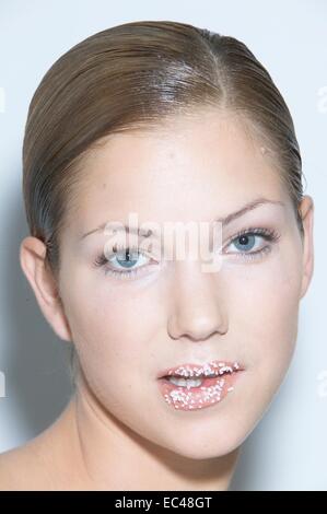 Woman with salty Lips Stock Photo - Alamy
