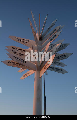 Sign at Mt Isa city lookout pointing to the rest of the world Stock ...