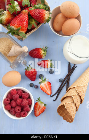 Ingredients for preparing ice cream Stock Photo - Alamy