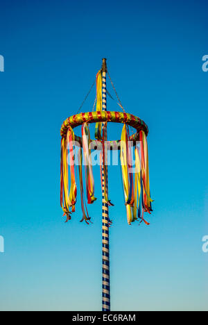 Maypole decorated for the May Day celebrations, Padstow, Cornwall ...
