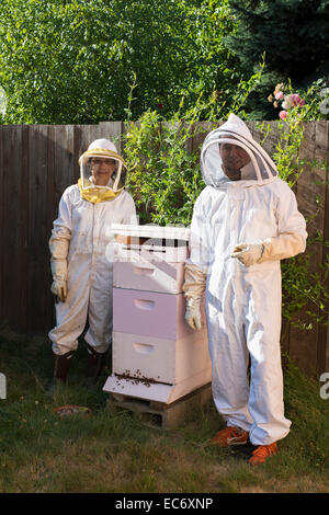 Beekeeping in a backyard in Portland, Oregon Stock Photo - Alamy