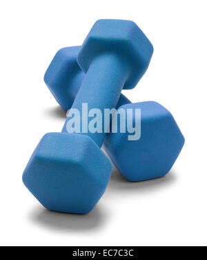 Blue Dumbbell isolated on white background. 2kg weights, blue color ...