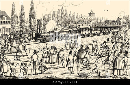 The first train, the Adler or eagle, from Nuremberg to Fuerth, Germany ...