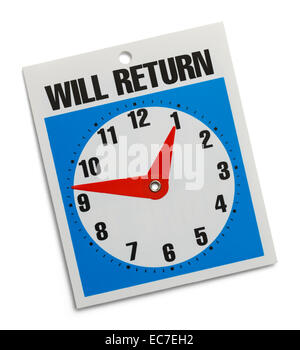 Will return sign Stock Photo - Alamy