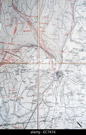 Old map of The Wash estuary from original geography textbook, 1884 ...