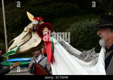 'Mari Lwyd' or Grey Mare celebrations at Chepstow, Wales, UK, a Welsh ...