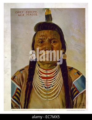 Chief Joseph, Nez Percé chief, head-and-shoulders portrait, facing ...