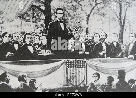 Abraham Lincoln and Stephen Douglas debate slavery and other issues ...