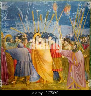 The Kiss of Judas by Giotto di Bondone c. 1305 Fresco, Scrovegni Stock ...