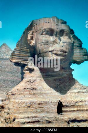 Egypt. Great Sphinx of Giza. Limestone statue with lion body and human ...