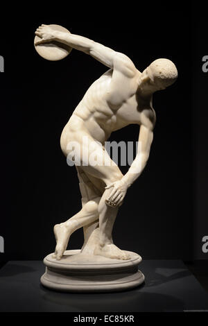 Statue of the Discus Thrower (discobolus) (r) at the Massimo Museum in ...