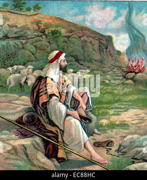 Old testament Bible scene: Moses and the ten commandments Stock Photo ...