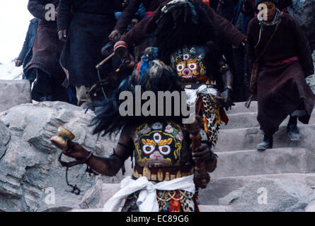 Ladakh Tibet Matho monastery Cham dance ceremony people monks annual ...