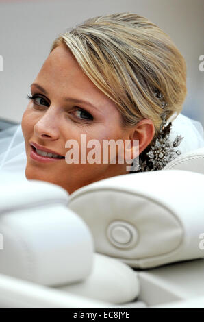 Prince Albert II of Monaco leaving the cathedral after a mass as part ...