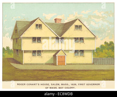 An 1898 illustration of Roger Conant’s house in Salem, Massachusetts ...