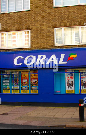 Coral betting shop sign or logo on outside wall UK Stock Photo - Alamy