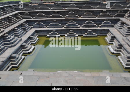 Stepped Tank or Pushkarani in Royal enclosure, Hampi - Karnataka Stock ...