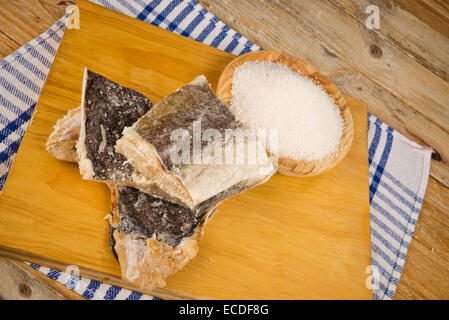 Several pieces of salt preserved cod fish Stock Photo - Alamy