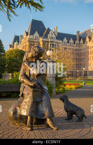 Emily Carr Statue and Empress Hotel in Victoria, British Columbia ...