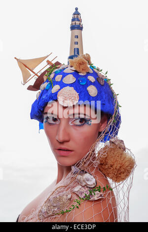 The back of the costume of the blue, marine-themed, male Belizean ...