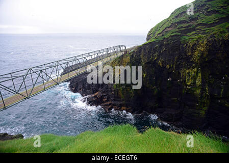 Bridge in hiking path Mykineshólmur, Mykines, Faroe Islands Stock Photo ...