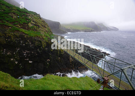 Bridge in hiking path Mykineshólmur, Mykines, Faroe Islands Stock Photo ...