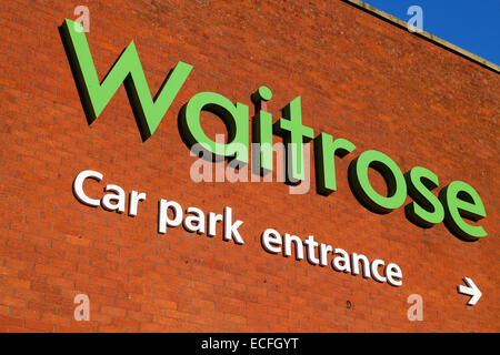 The Waitrose logo on the side of Waitrose supermarket, Basingstoke ...