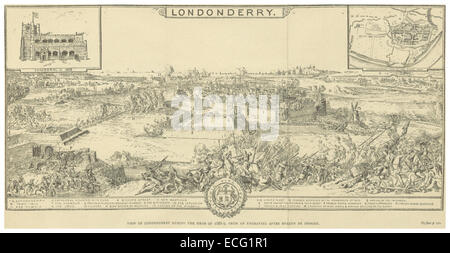 This 1893 illustration by Walker depicts the Siege of Derry in 1689, a ...
