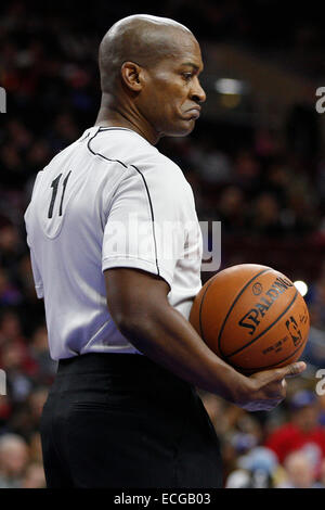 Referee Derrick Collins (11) in the first period of an NHL hockey game ...