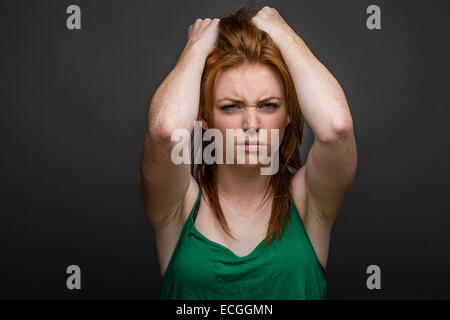 A moody angry ginger haired freckled skinned 16 17 18 year old slim ...