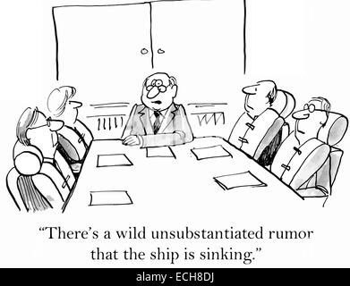 Cartoon of sinking ship, business boss asks, ... do you have that ...