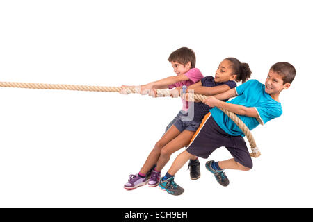 Children pulling a rope Stock Photo - Alamy