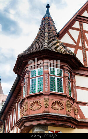 A medieval oriel or bay window in a side street off the old town square ...