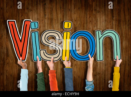 Group of Hands Holding Letter Vision Stock Photo - Alamy