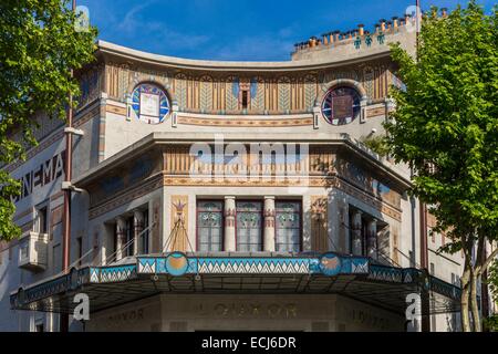 France, Paris, Le Luxor movie theater with Egyptian style by architect ...