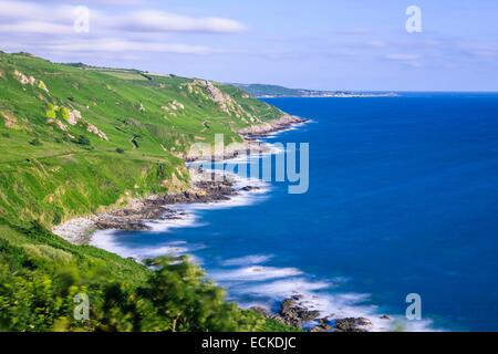 France, Manche Gréville Hague, the coast near Castel Vendon at sunset ...