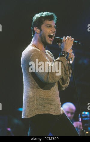 Puerto-Rican pop singer Ricky Martin performs during the Pro7 live show ...